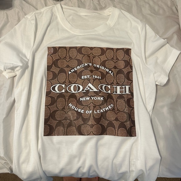 Coach | Tops | Brand New Plain White Tshirt Coach Logo | Poshmark